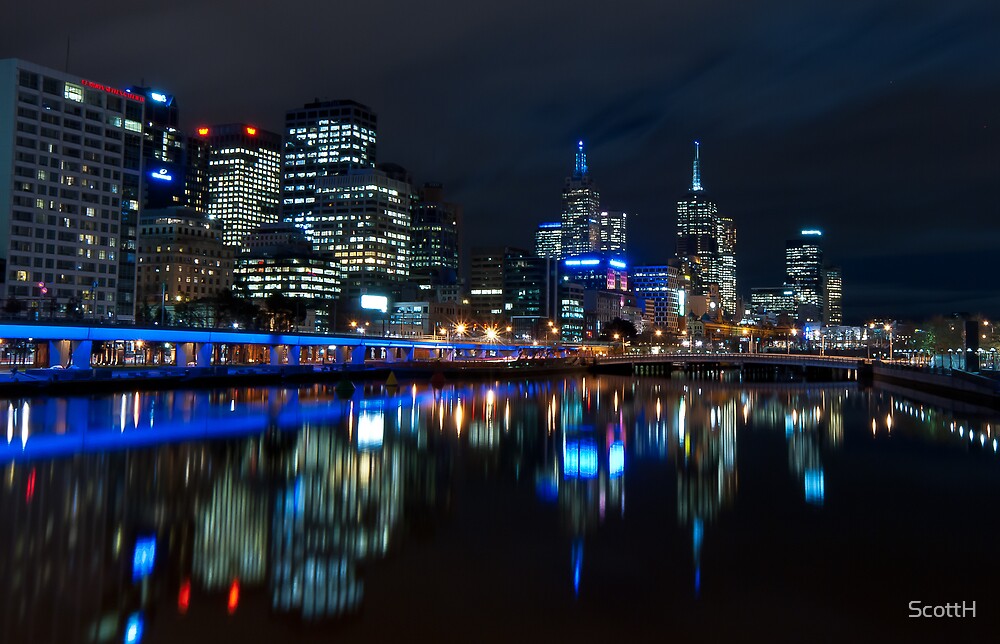 "Melbourne City nightscape" by ScottH | Redbubble