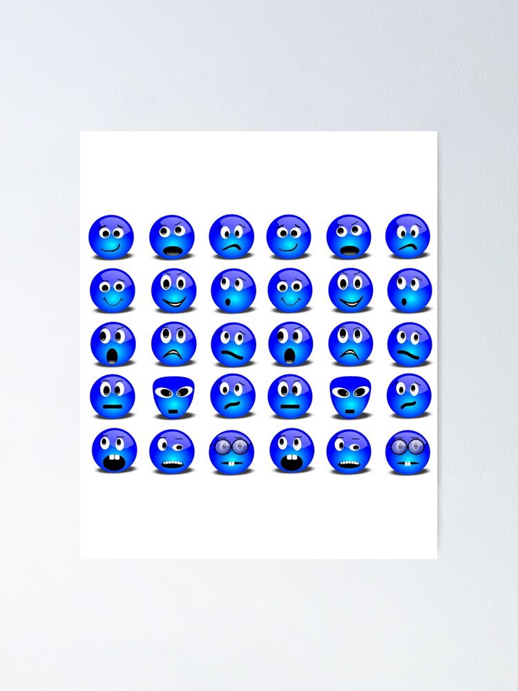"funny blue emojis" Poster for Sale by Animalhead | Redbubble