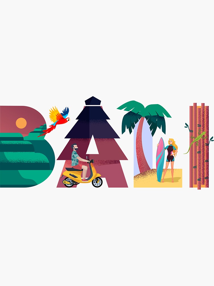 "Bali Indonesia Island Paradise Nature Culture Holiday Gift" Sticker by ...
