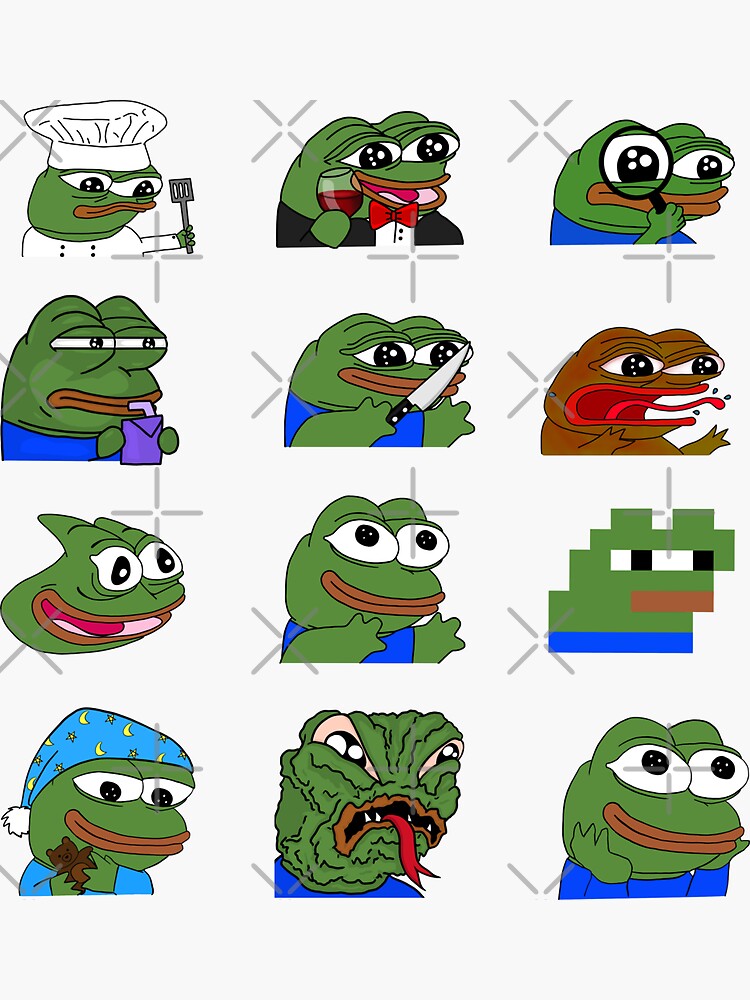 "pepe peepo variety set (12 pepes edition)" Sticker for Sale by ...