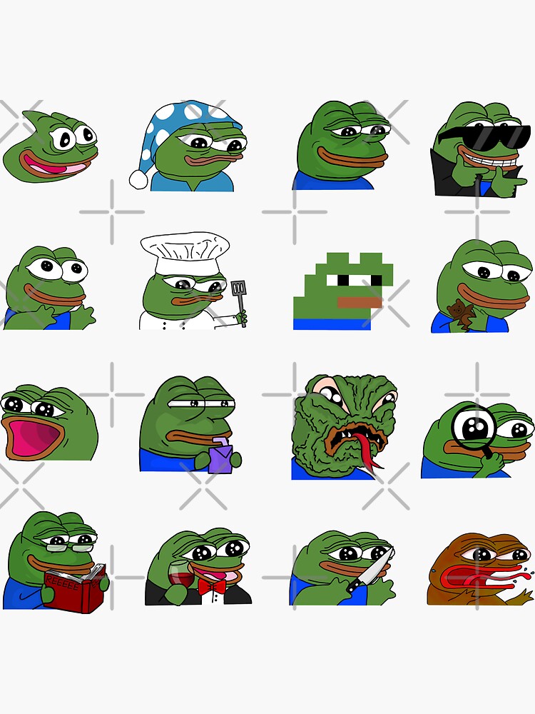 "pepe peepo variety set (16 pepes edition)" Sticker for Sale by ...