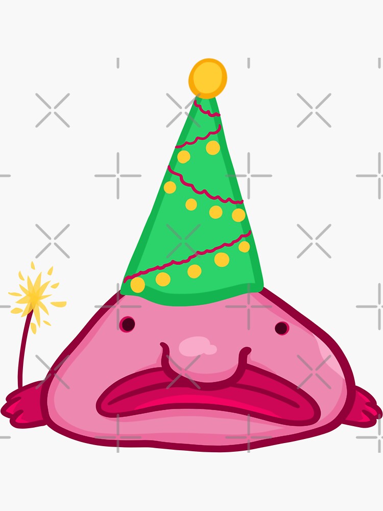 "Blobfish with a Christmas tree hat" Sticker by manydoodles | Redbubble