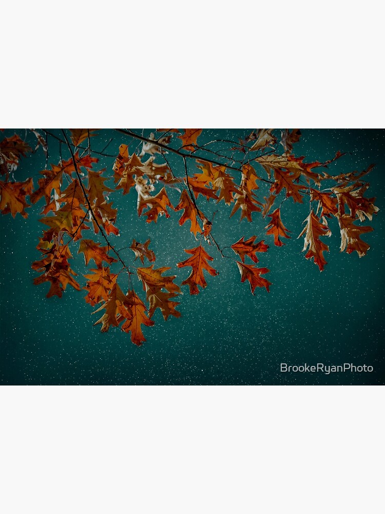"Rust Oak Leaves on Teal Night Sky" Greeting Card for Sale by ...