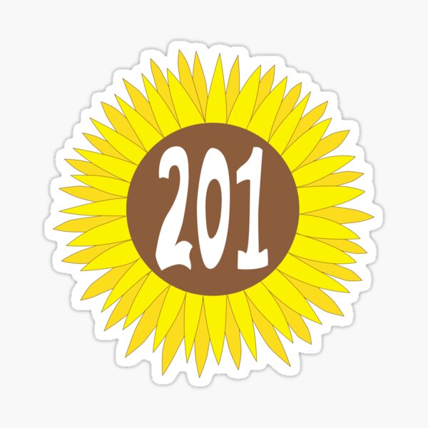 "Hand Drawn New Jersey Sunflower 201 Area Code" Sticker by itsrturn ...
