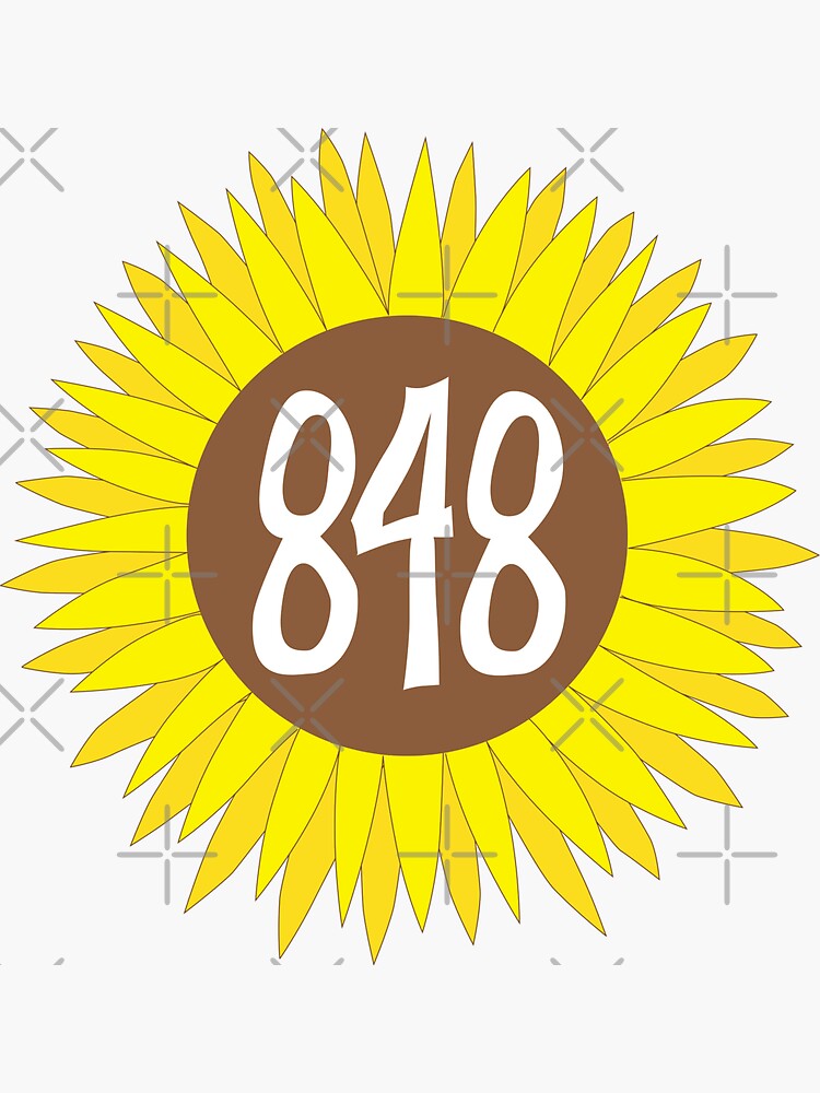 "Hand Drawn New Jersey Sunflower 848 Area Code" Sticker by itsrturn ...