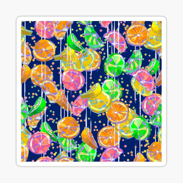 "Pop Art Citrus Fizz | Navy" Sticker for Sale by LDianeJohnson | Redbubble