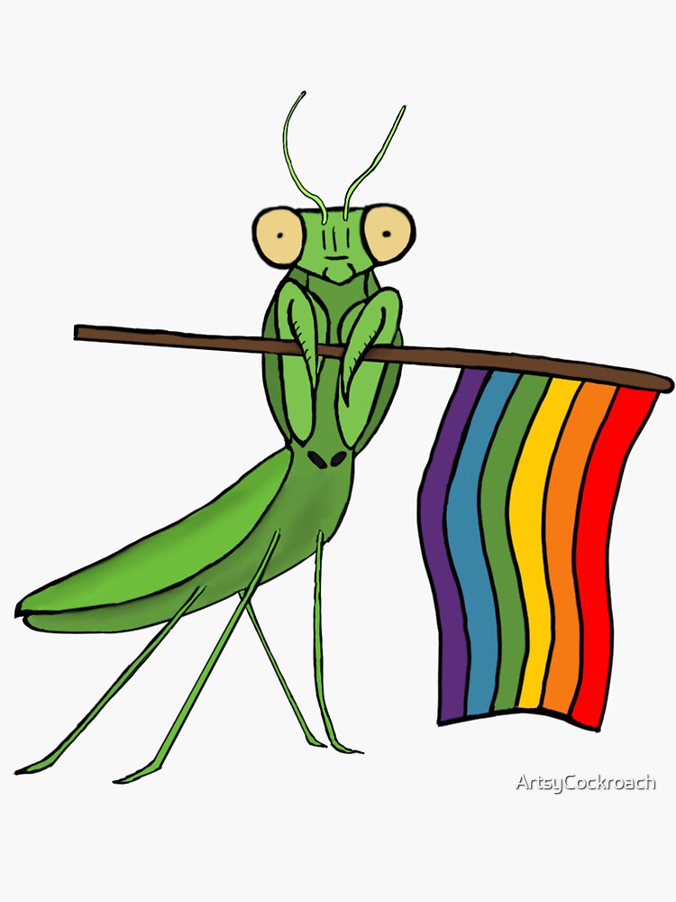 "Pride flag mantis" Sticker by ArtsyCockroach | Redbubble