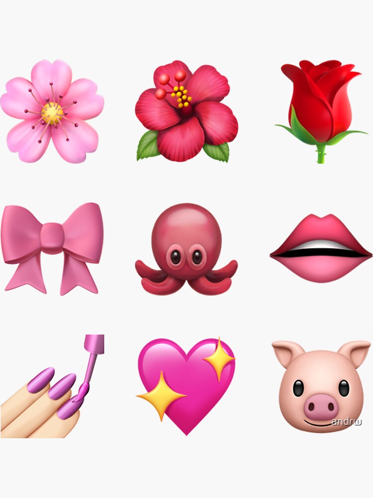 Pegatina «Paquete de pegatinas Emojis rosa / coral» de andrw | Redbubble