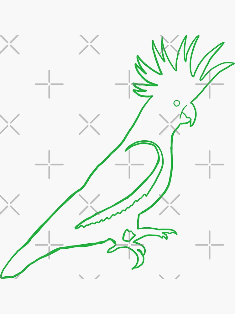 "Cockatoo Green Outline" Sticker by shtem | Redbubble