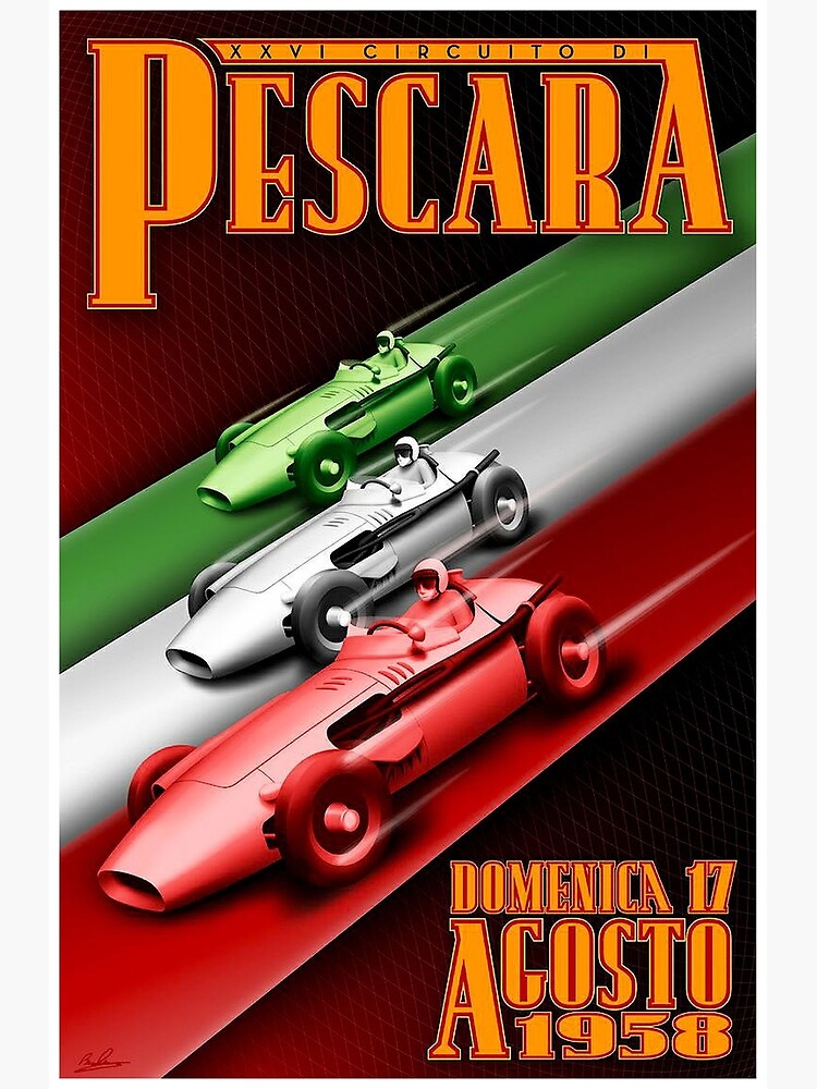 ""PESCARA GRAND PRIX" Vintage Auto Racing Advertising Print" Poster for ...