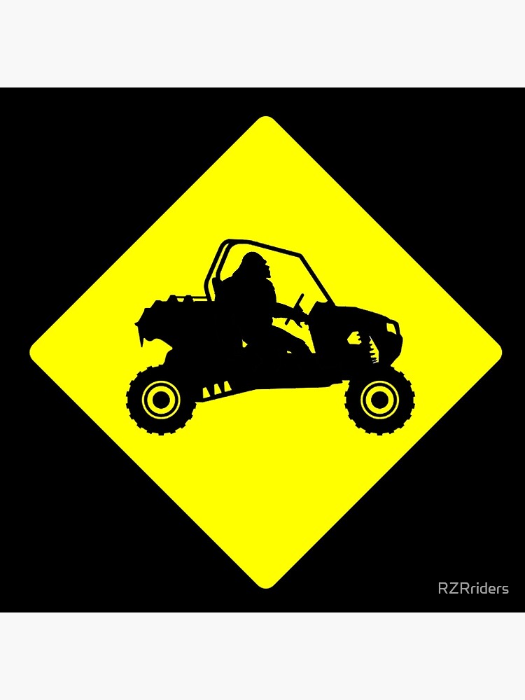 "Sasquatch SXS Crossing Bigfoot Driving UTV Road Sign" Art Print by ...