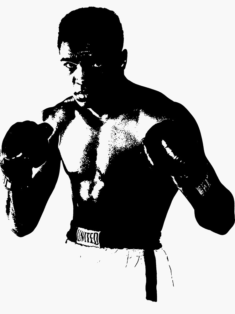 Pegatina «Muhammad Ali - En blanco y negro» de StarEyez | Redbubble