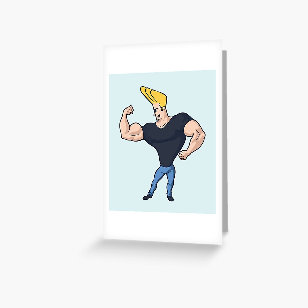 "Johnny Bravo™ Flex" Greeting Card by SmanesDesign | Redbubble
