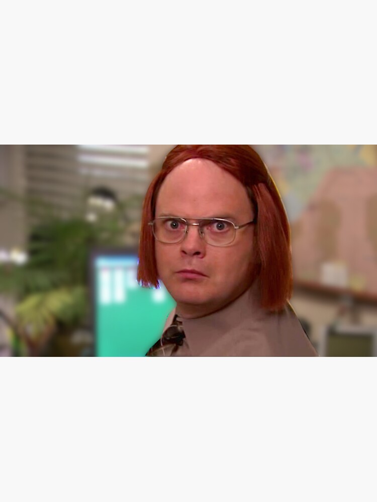 "Dwight with Wig" Sticker for Sale by AGRed | Redbubble