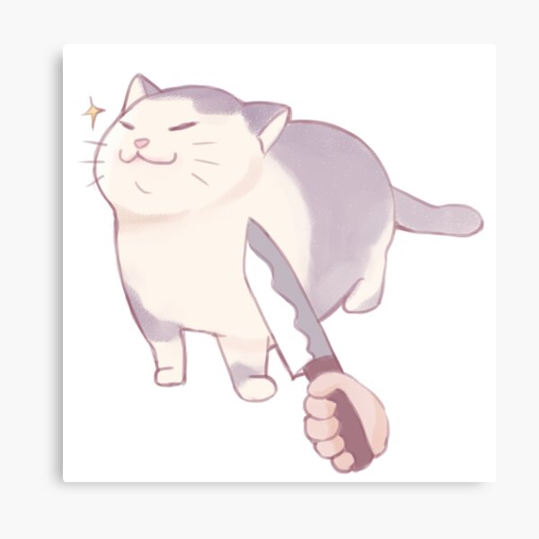 "Chumby Cat Smug Knife Meme" Metal Print by kk1414 | Redbubble