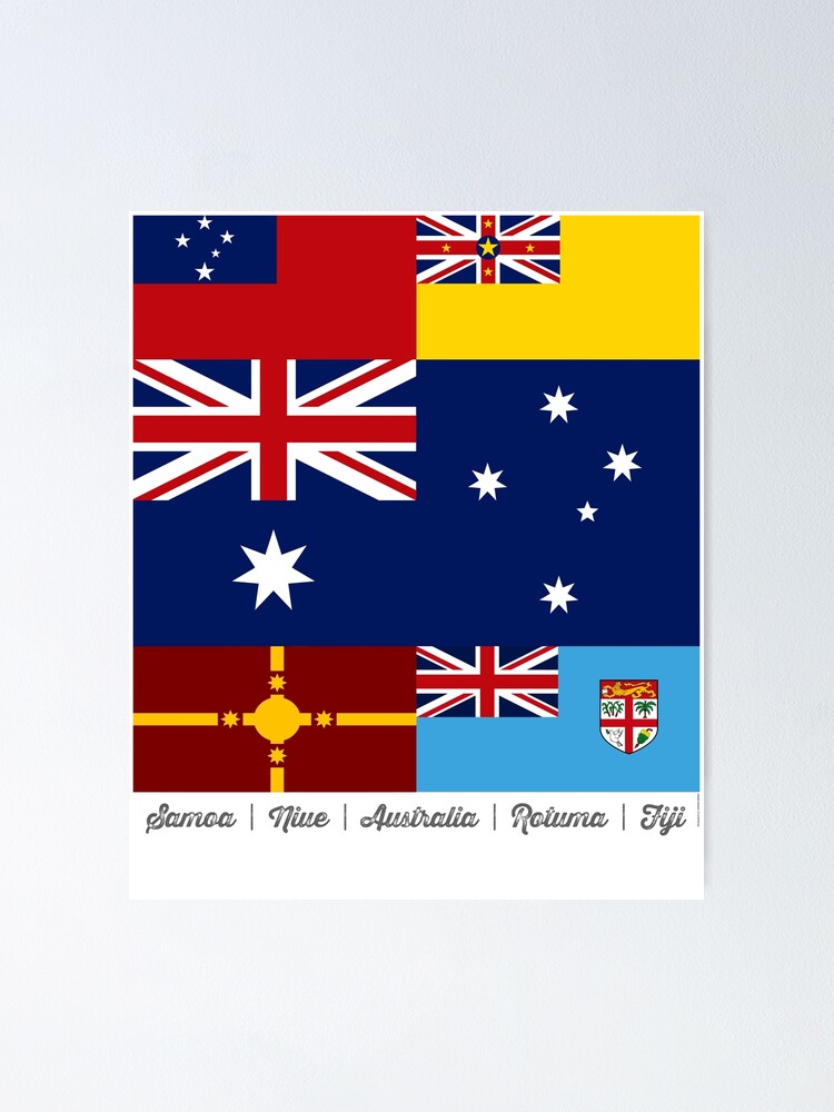 "Samoa, Niue, Australia, Rotuma, Fiji Flags. Ocenian and South Pacific ...