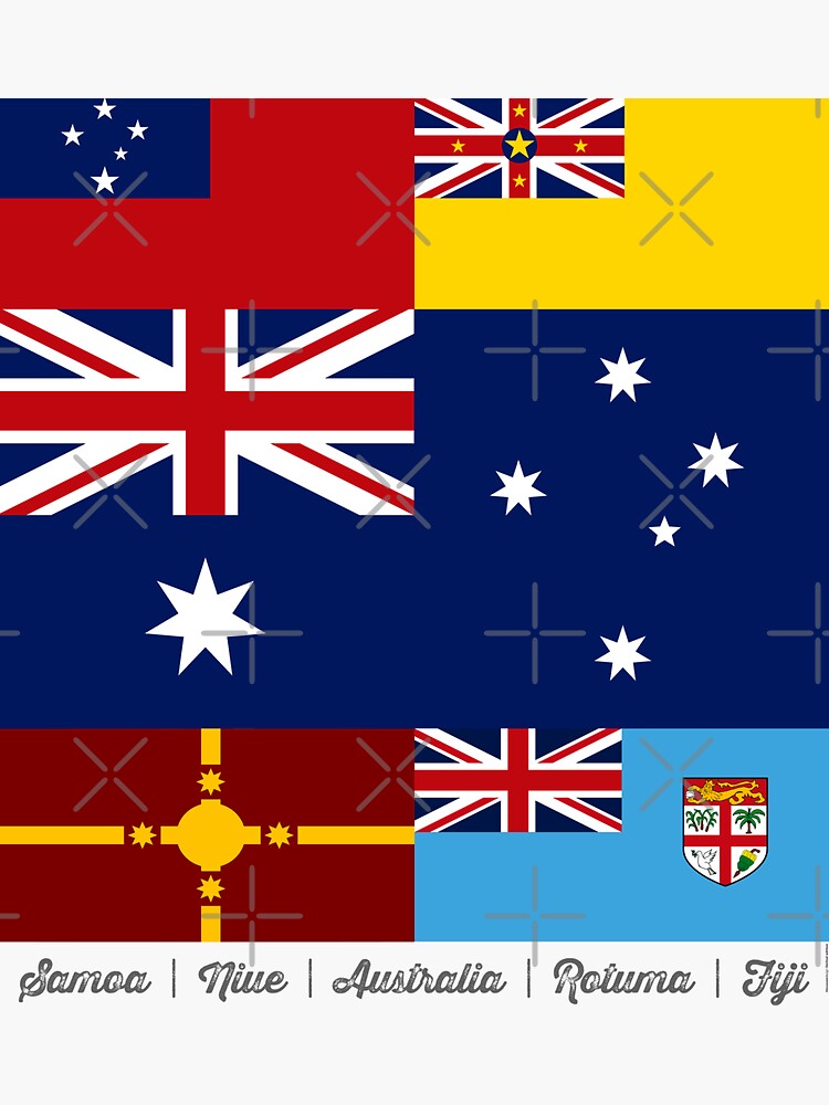"Samoa, Niue, Australia, Rotuma, Fiji Flags. Ocenian and South Pacific ...