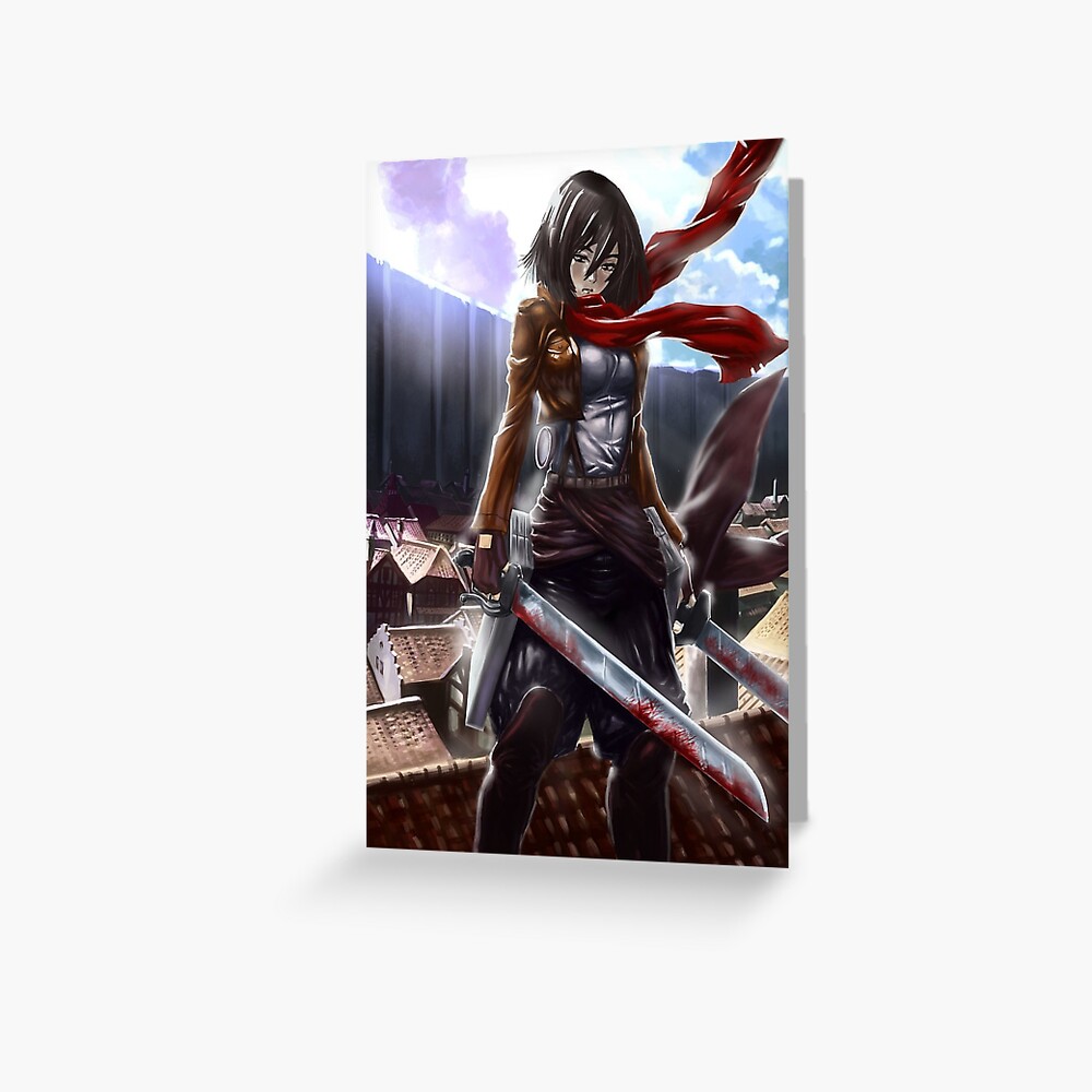 "Attack On Titan AOT Mikasa Shingeki no kyojin" Greeting Card by ...