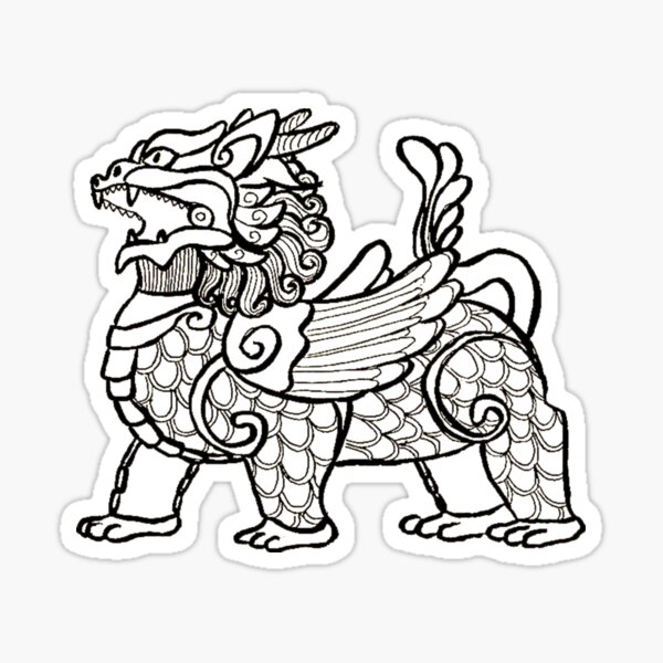 Pegatina «Pixiu - Criatura mitológica china» de LittlePavillion | Redbubble