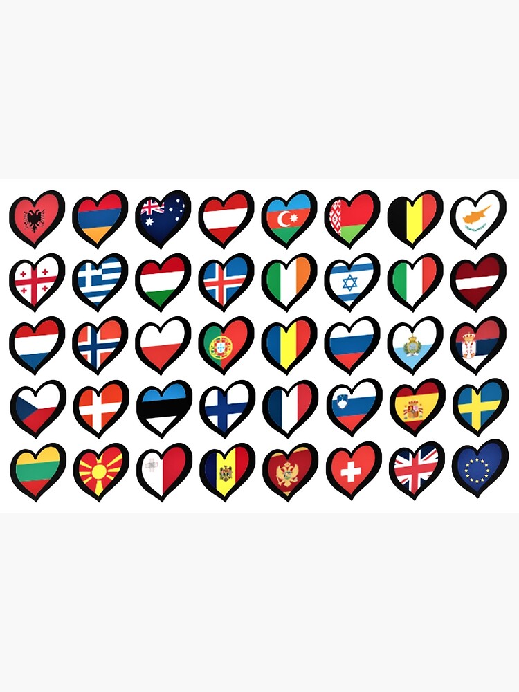 "Eurovision Song Contest Flags Hearts ESC EBU Eurofans " Art Print for ...