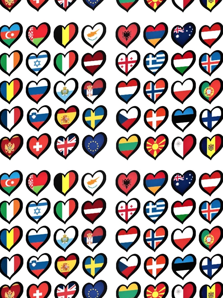"Eurovision Song Contest Flags Hearts " Leggings for Sale by leo-theo ...