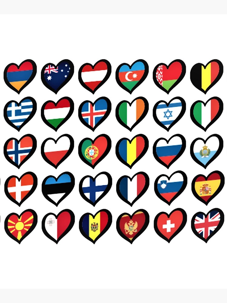 "EBU Logo Eurovision Hearts European Flags On Shirts Bags And Gadgets ...