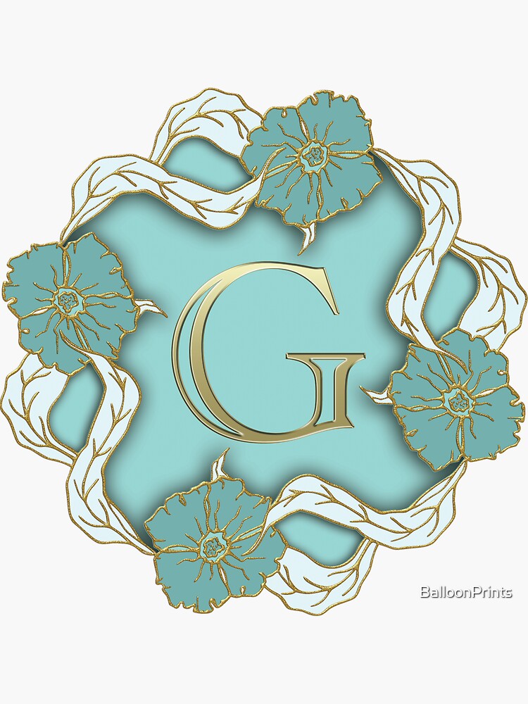 "Letter G Monogram Initial Alphabet" Sticker by BalloonPrints | Redbubble