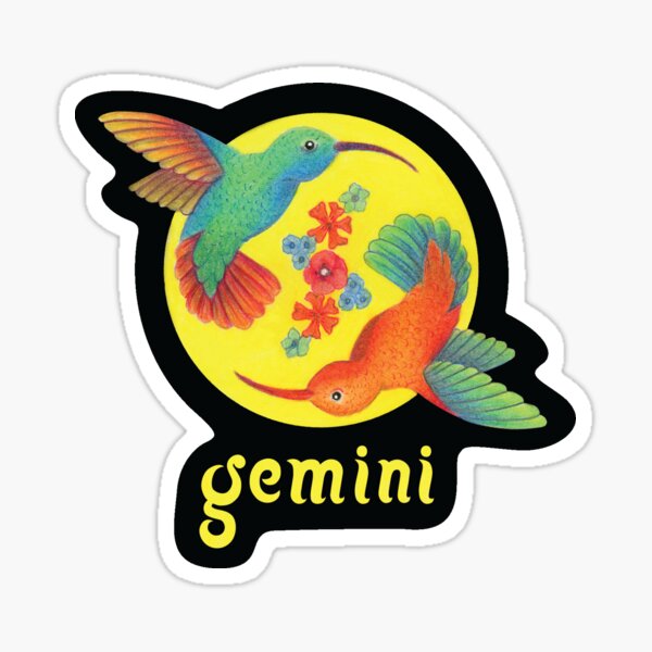 Pegatina «Círculo de flores del zodiaco con letras a mano - Gemini Twin ...