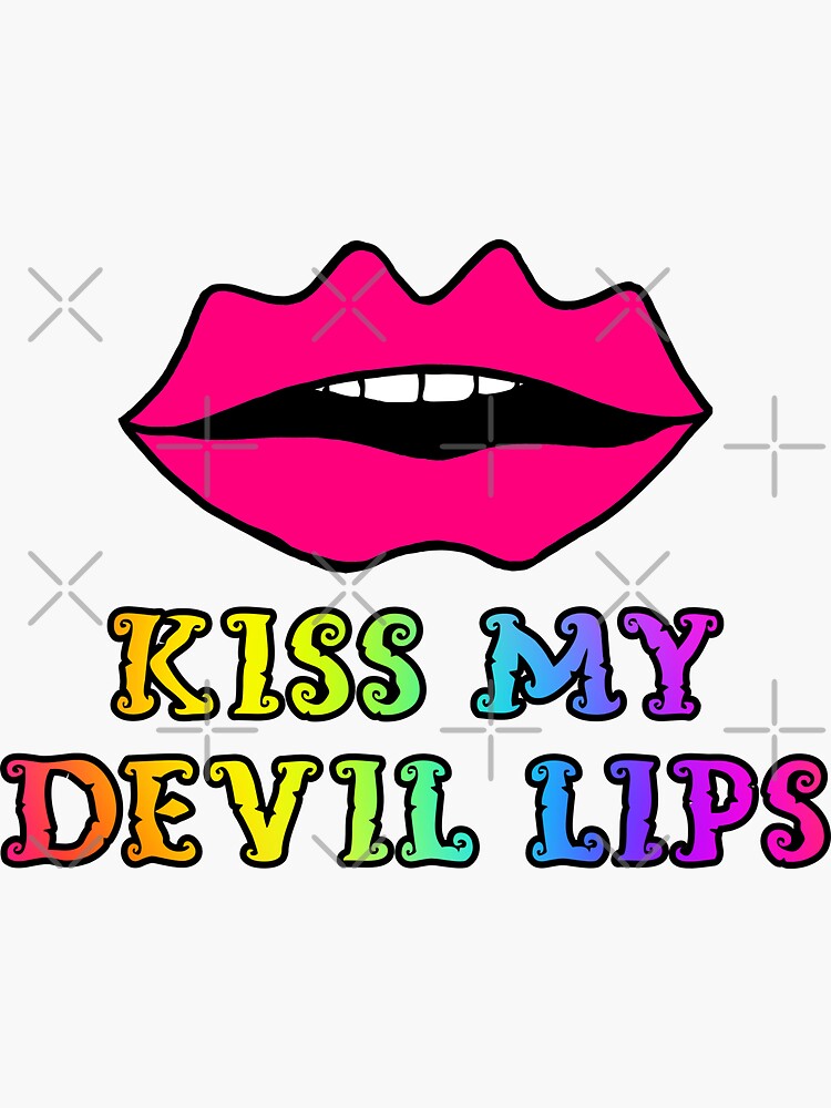 "Pink Devil Lips " Sticker for Sale by ojdart | Redbubble