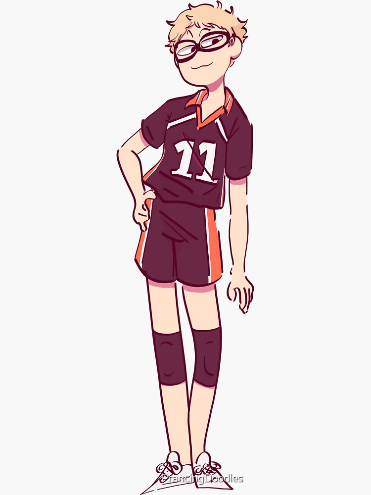 "Tsukishima Sticker" Sticker for Sale by PrancingDoodles | Redbubble