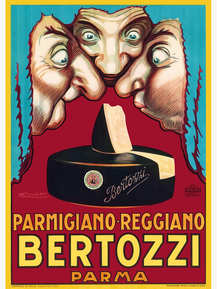 "1930 Bertozzi Parma Cheese Italian Advertising Poster" Sticker by ...