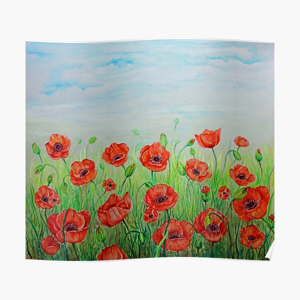 "Poppies Flowers" Poster for Sale by Evone | Redbubble