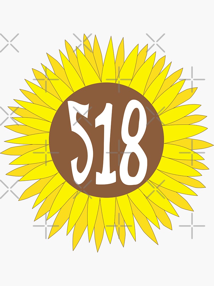 "Hand Drawn New York Sunflower 518 Area Code" Sticker by itsrturn ...