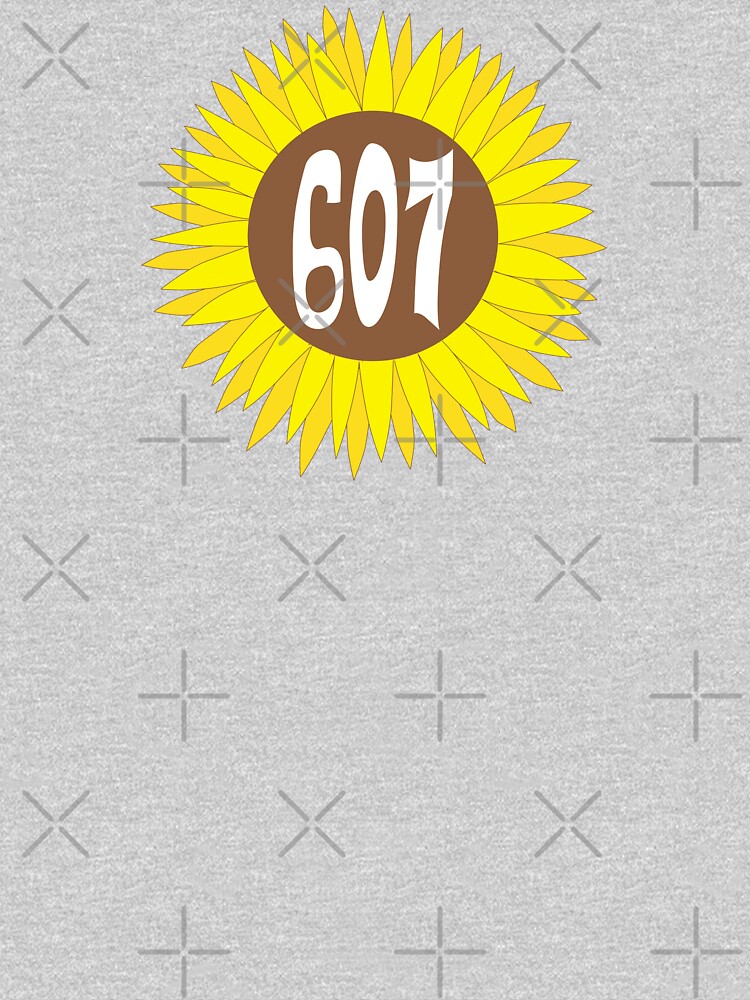 "Hand Drawn New York Sunflower 607 Area Code" T-shirt by itsrturn ...