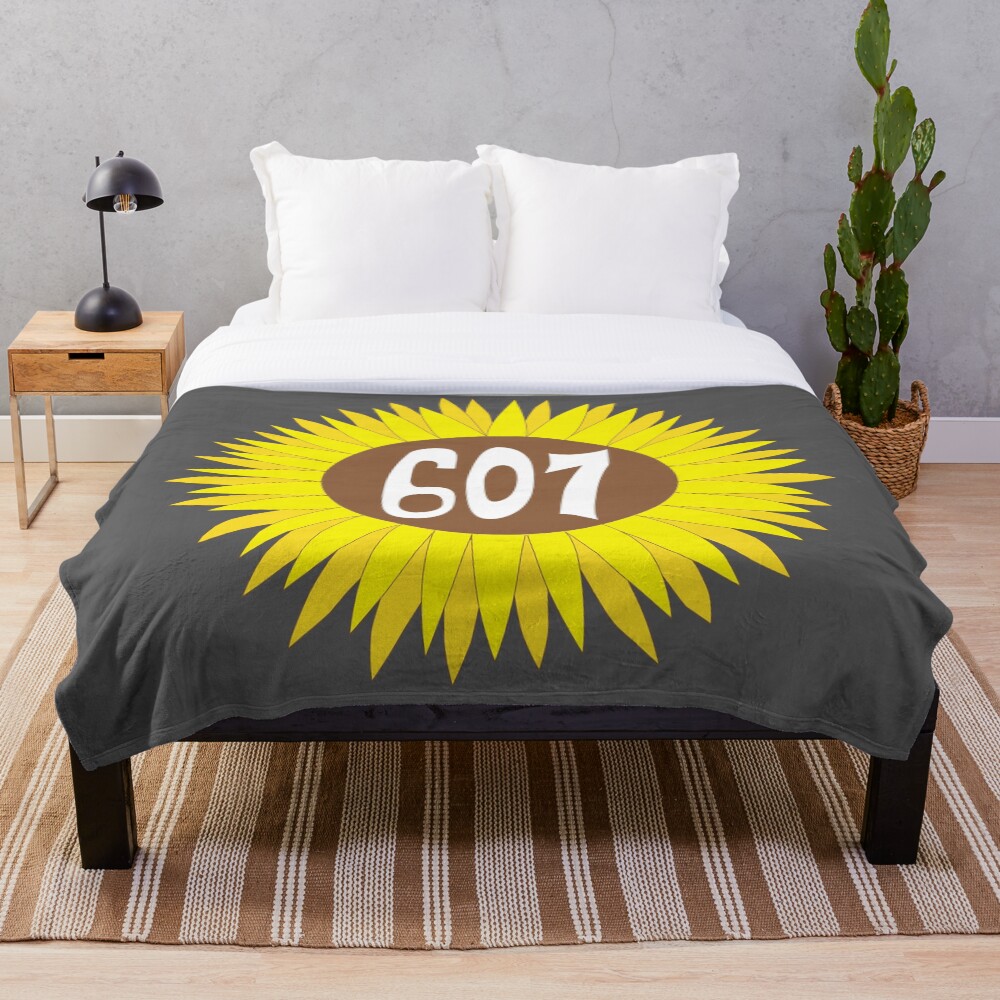"Hand Drawn New York Sunflower 607 Area Code" Throw Blanket by itsrturn ...
