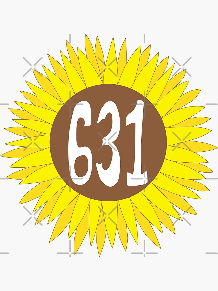 "Hand Drawn New York Sunflower 631 Area Code" Sticker by itsrturn ...