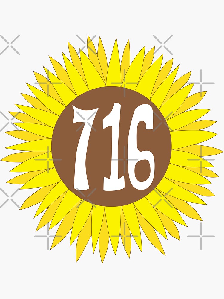 "Hand Drawn New York Sunflower 716 Area Code" Sticker by itsrturn ...