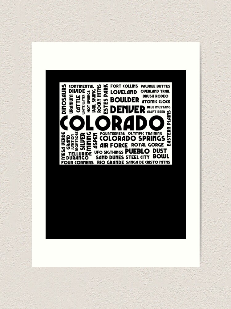 "Colorado map word cloud funny tourist souvenir" Art Print for Sale by ...