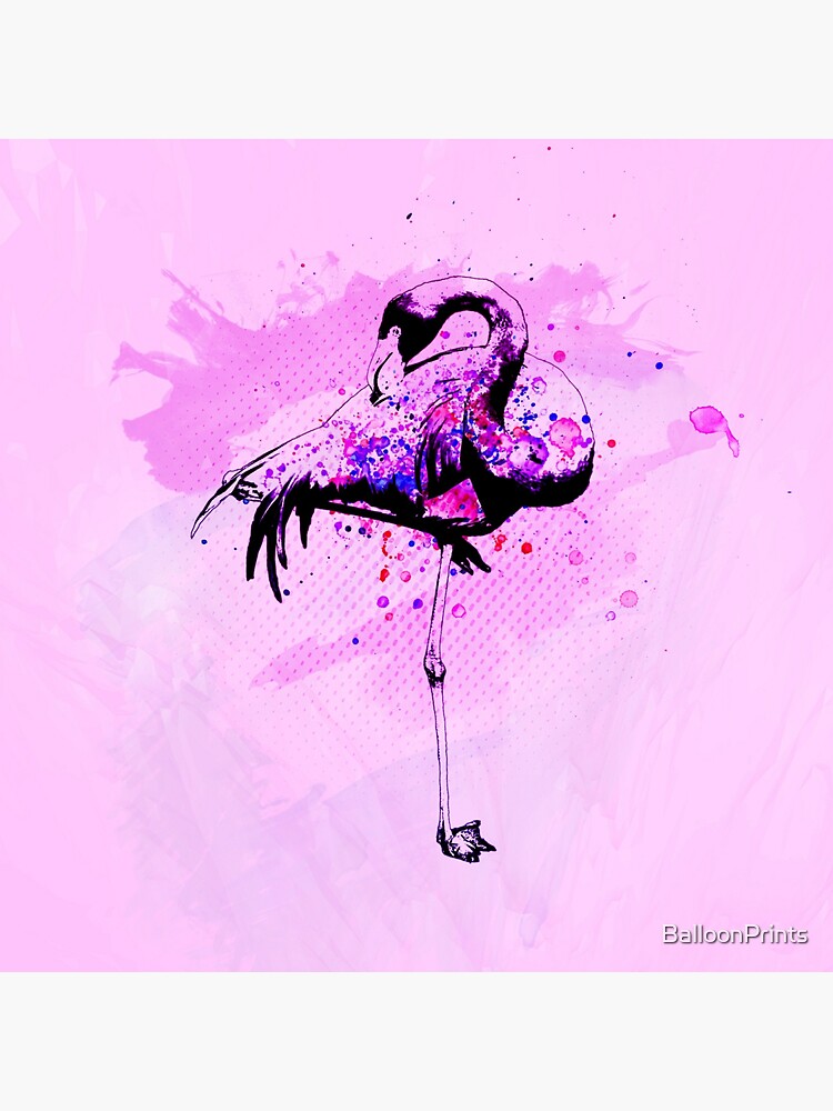 "Pink Flamingo Miami Watercolor" Sticker by BalloonPrints | Redbubble