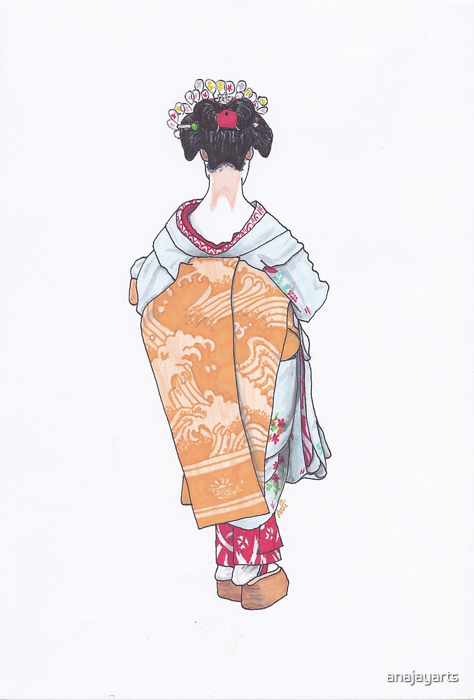 "Geisha in Nara - Back View" by anajayarts | Redbubble