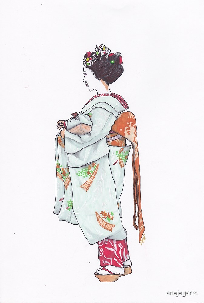 "Geisha in Nara - Side View" by anajayarts | Redbubble