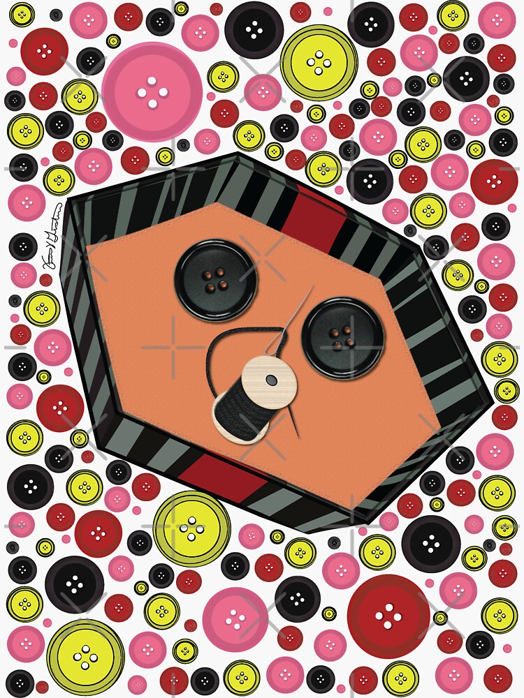 "Button Box With Extra Buttons Pattern" Sticker for Sale by Frannotated ...