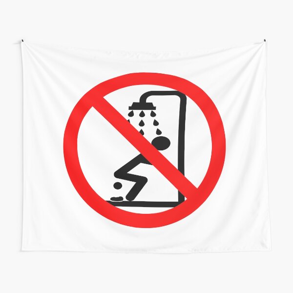 "No Poop Pooping Bathroom Toilet Shower Joke Sign" Tapestry by Maljonic ...