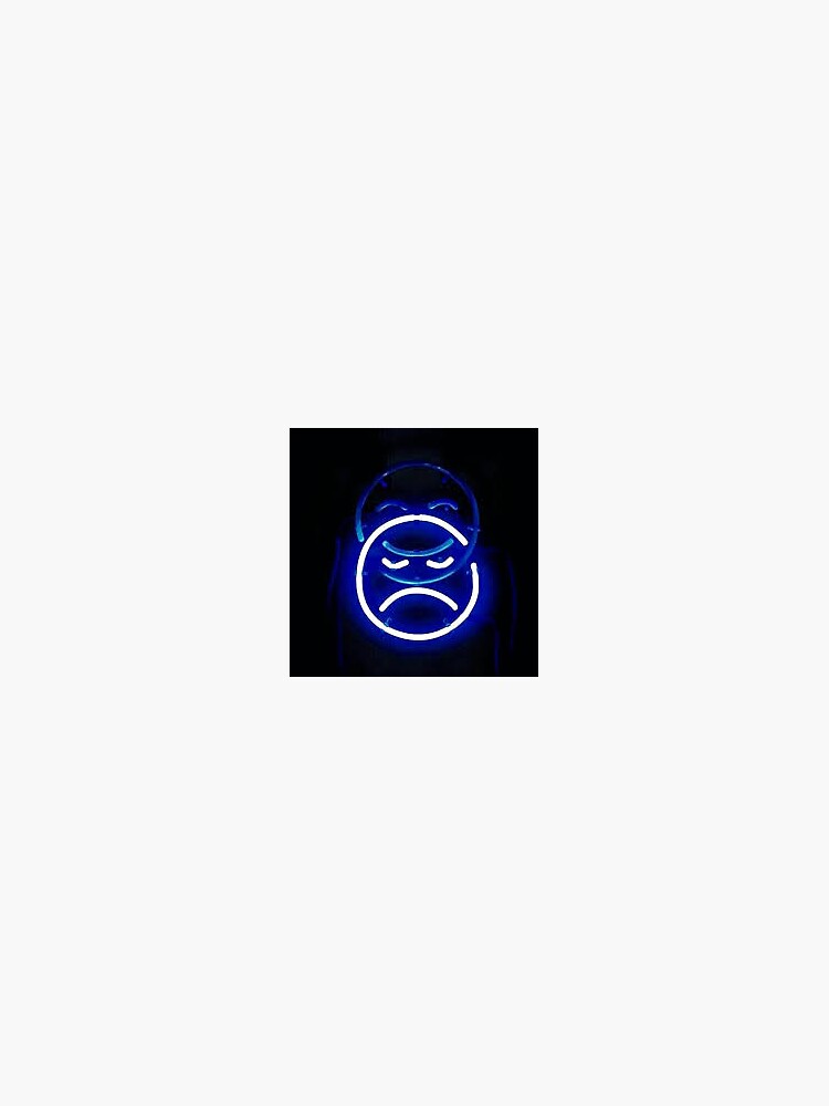 "Sad depression neon blue aesthetics sad happy face with edgy" Sticker ...