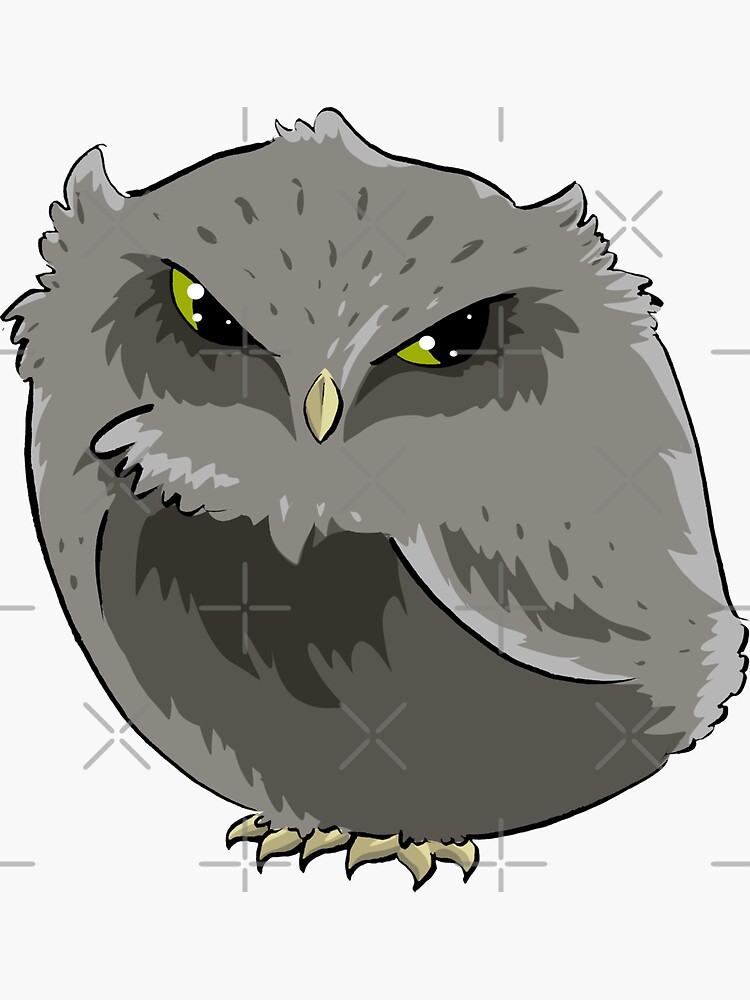 "Grumpy Floof Owl" Sticker by JackNRum | Redbubble