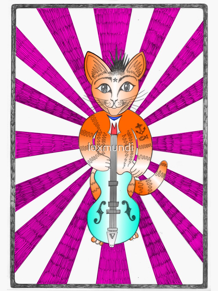 "Rudolph the Rockabilly Cat " Sticker for Sale by luxmundi | Redbubble