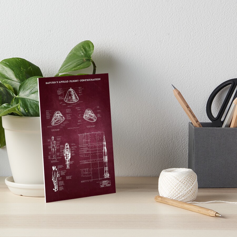 "Apollo Saturn V Command Module Blueprint in High Resolution (red)" Art ...