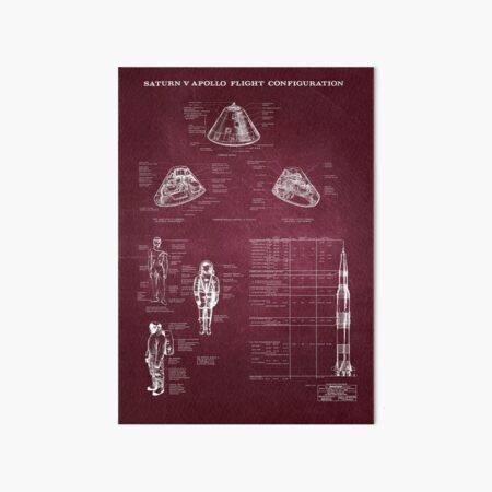 "Apollo Saturn V Command Module Blueprint in High Resolution (red)" Art ...