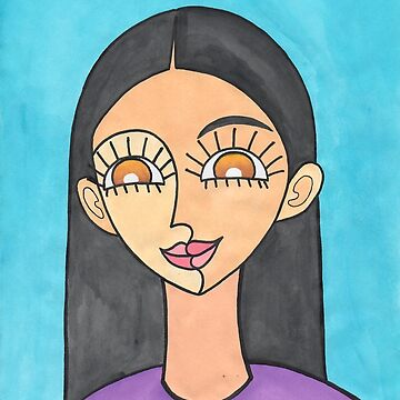 "Kuwaiti girl portrait with long black straight hair (traditional art ...