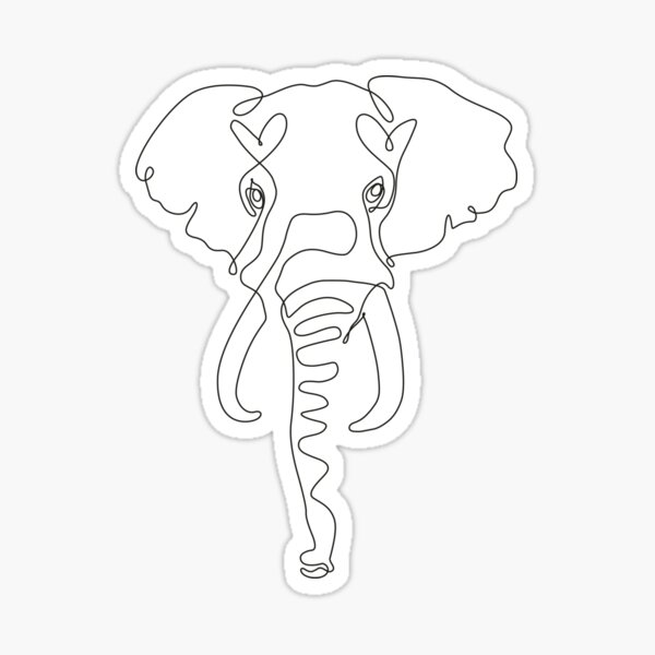 "One Line Elephant " Sticker by Huebucket | Redbubble
